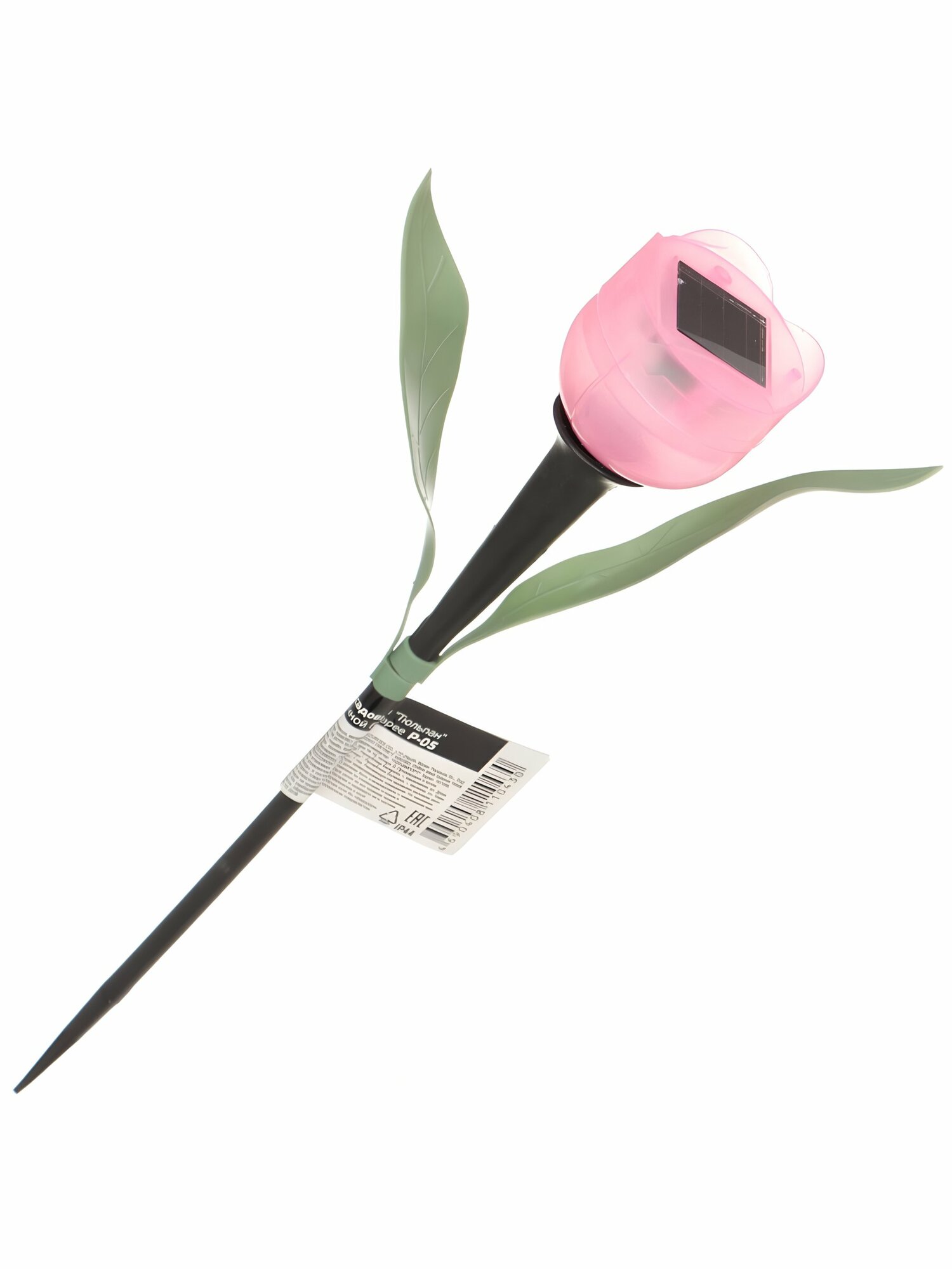 Садовый фонарь P-05 Тюльпан на солнечной батарее, розовый светодиодный светильник для декора дачи и огорода, 30 см.