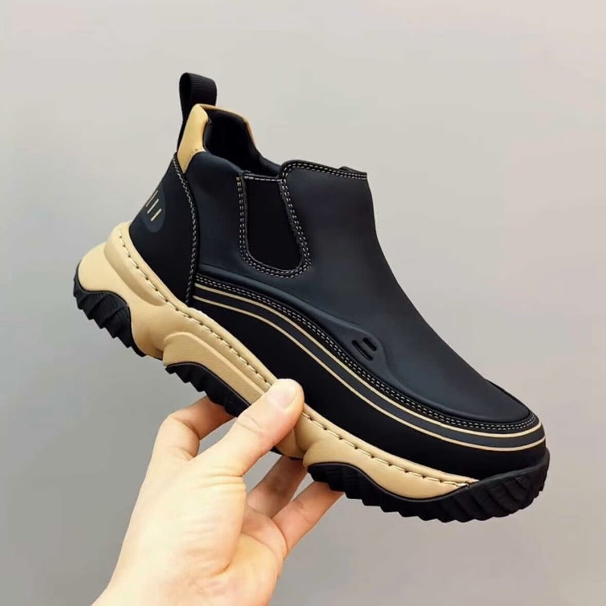 LUO Обувь мужская Зимняя для студентов Высокая обувь нагретая/Khaki