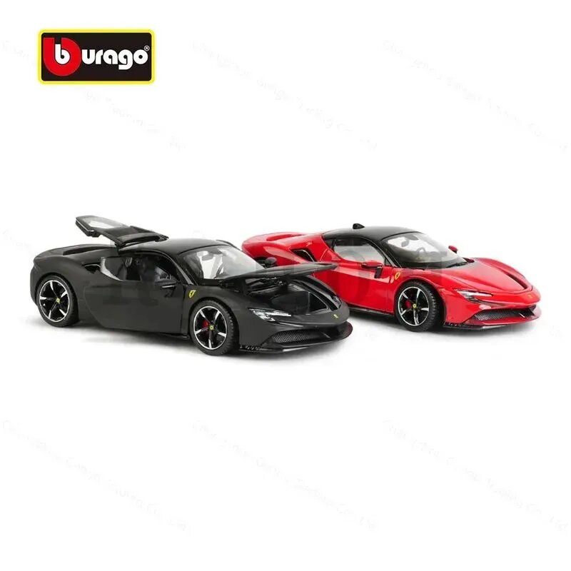 Машинка Bburago Ferrari SF90 Stradale 1:24, красный, металлический корпус, 19.5 см — фото 1