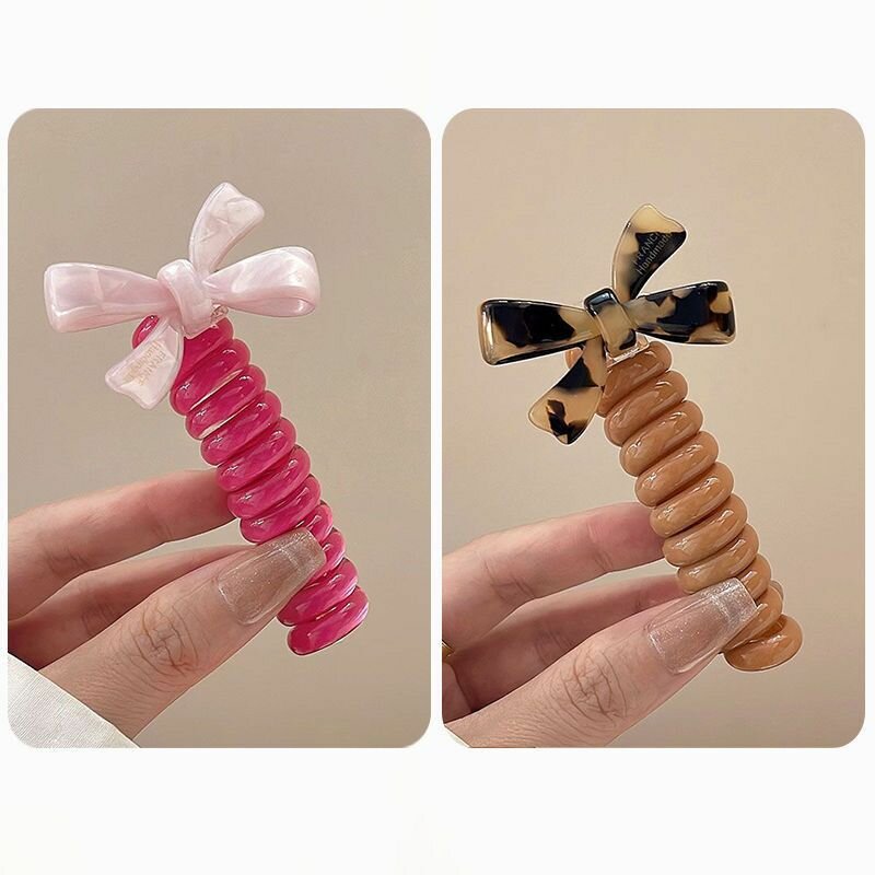 Весенне-летний милый инструмент для укладки волос с бантиком и эффектом пузырьковой косы, женская новинка 2026 года, высококачественная резинка для волос в виде телефонного провода.