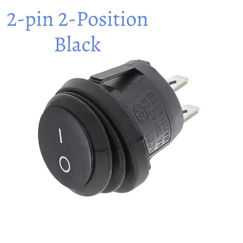 Кнопка 2-позиционная черная, 2-pin, KCD1, 6А 250В