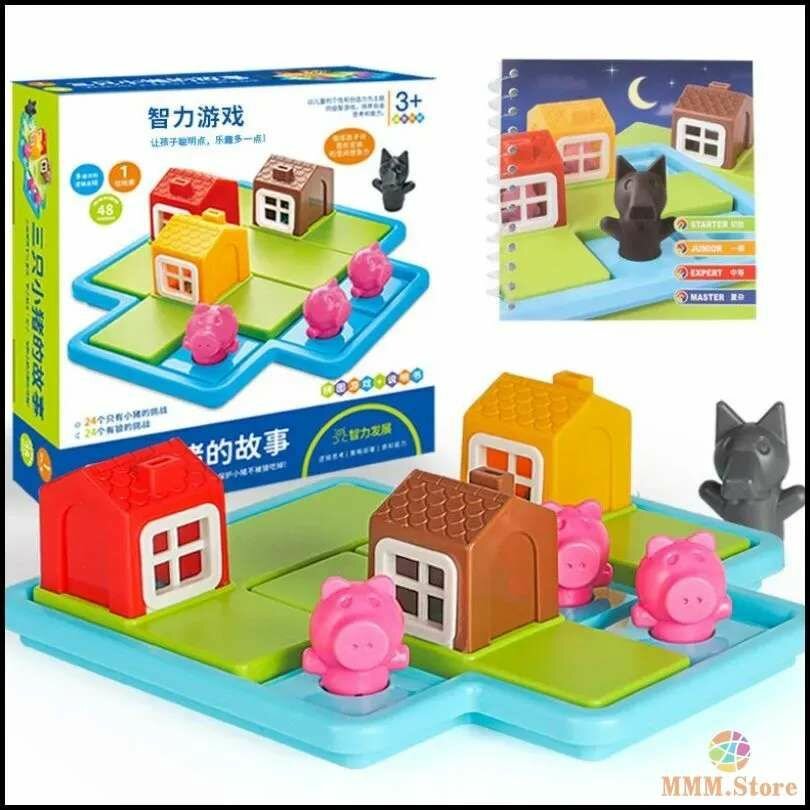 Настольная игра "Три поросёнка" - Развивающая STEM-игра для тренировки мозга детей 3-6 лет