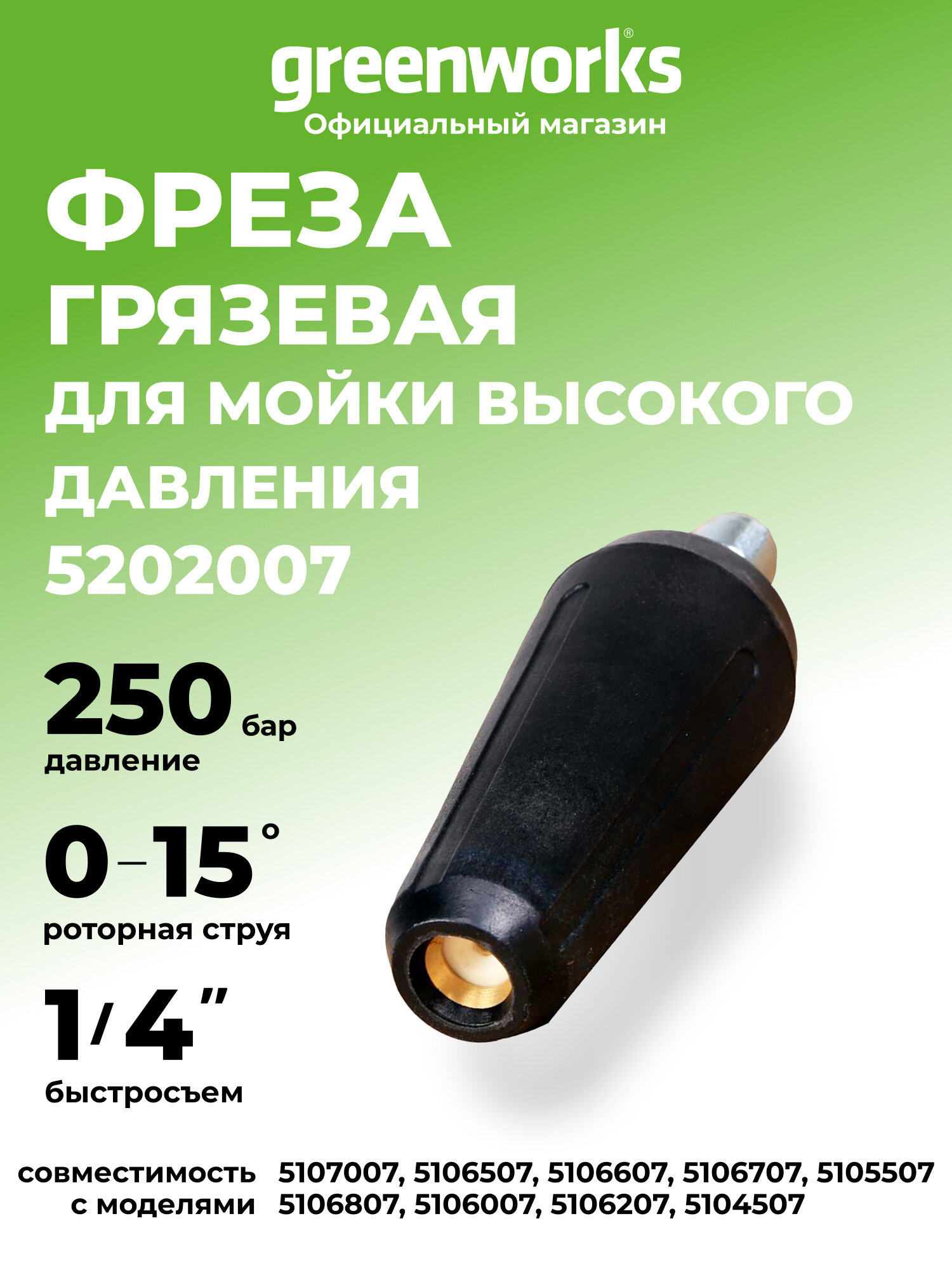 Грязевая фреза для мойки высокого давления Greenworks, 250 бар , 5202007