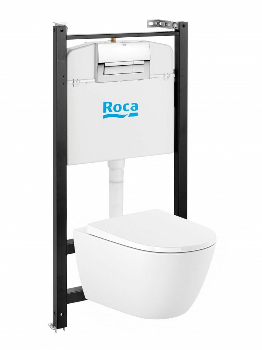 Комплект Инсталляция ROCA+унитаз ROCA Ona Rimless+Сиденье с крышкой+Клавиша смыва ZRU9310392
