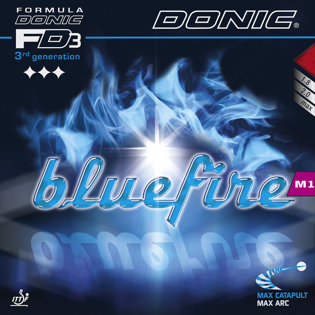 Накладка для ракетки настольного тенниса DONIC Bluefire M1, Черный, толщина губки 2,0