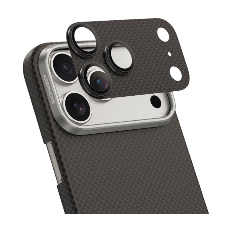 Защитные линзы на камеру Айфон 17 Про Макс KEEPHONE Закаленное стекло HD clarity 9H Карбон с AR-покрытием — Norra Zorro