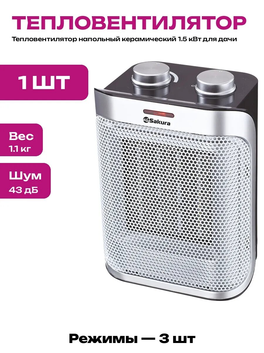 Тепловентилятор керамический 1.5 кВт 220В защита пластика
