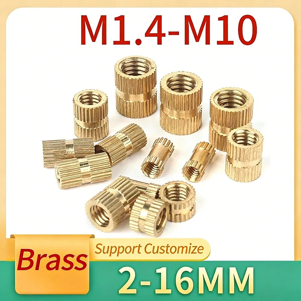 Латунные вставные гайки M.4-M8 Nutsert 5-100 шт. 100PCS M2.5 OD 3.5mm, Length 3mm(Custom)