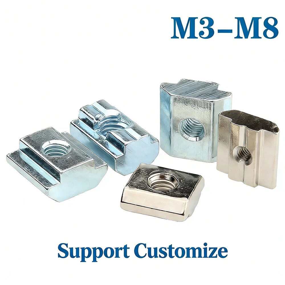 Гайки-стопоры T-образные M3-M10 для алюминиевого профиля 20 series - M5, 50pcs(Custom)