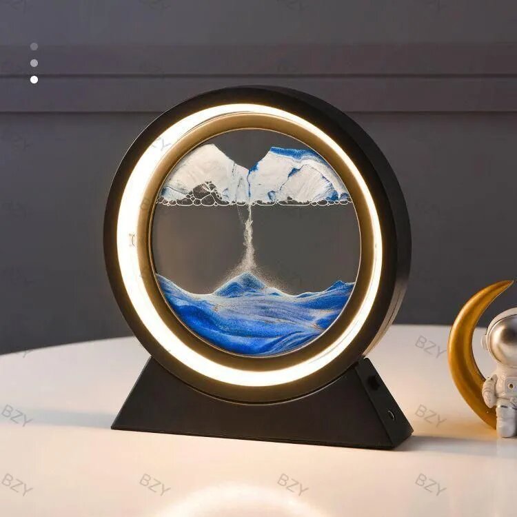 Картина с движущимся песком 24 см Круглая интерьерная LED подсветкой