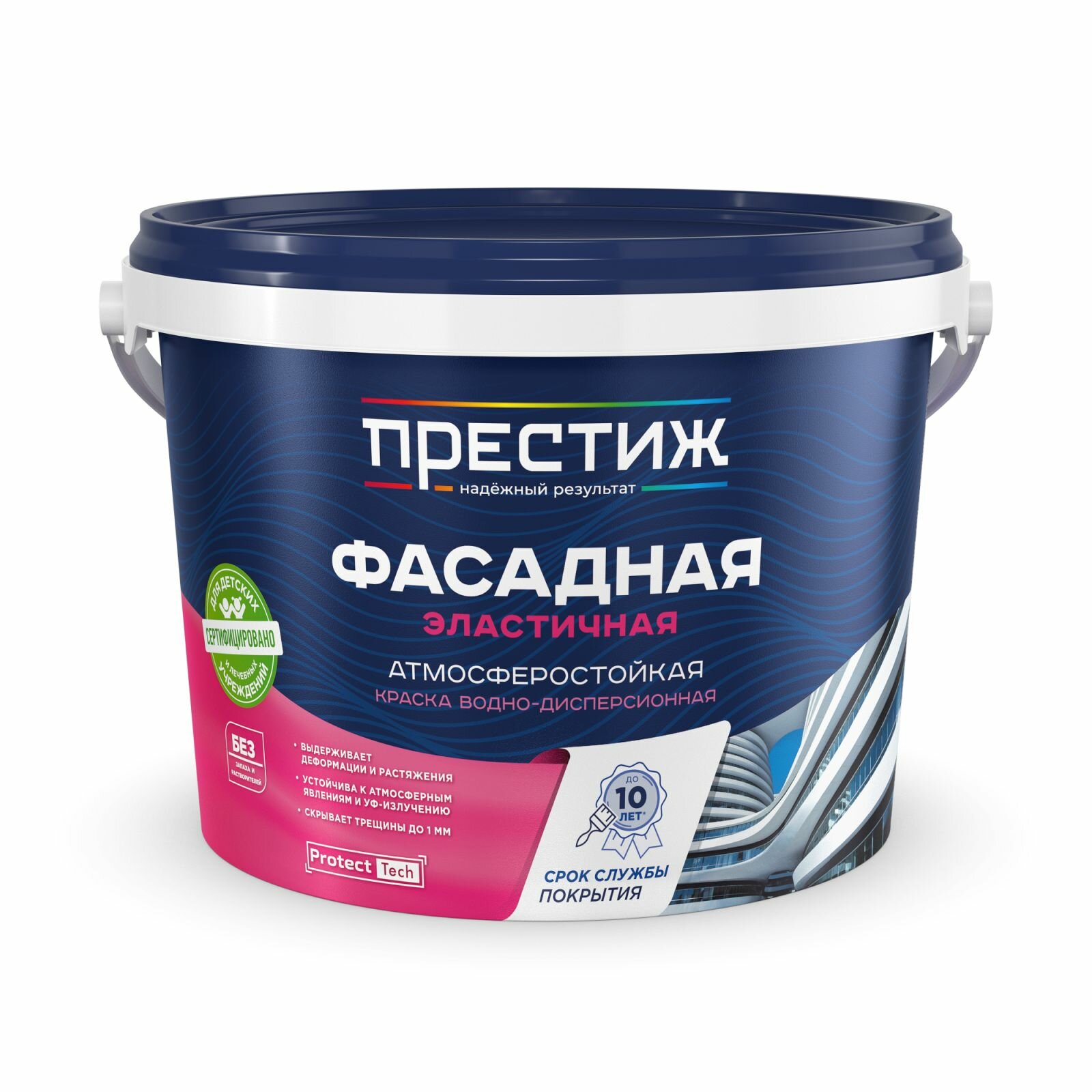 Краска Престиж водно-дисперсионная, фасадная, эластичная, 2.4 кг 01-053-001-024