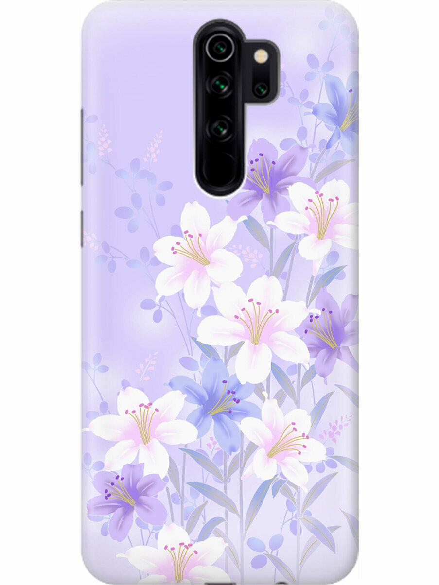 Ультратонкий силиконовый чехол-накладка для Xiaomi Redmi Note 8 Pro с принтом "Лилии на фиолетовом"
