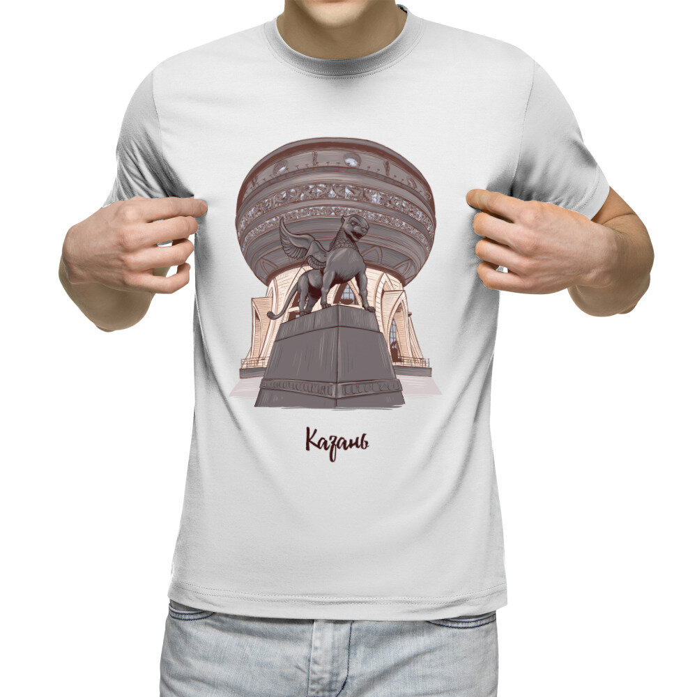 Мужская футболка «Казань. Россия. Татарстан» (белый, 2XL)