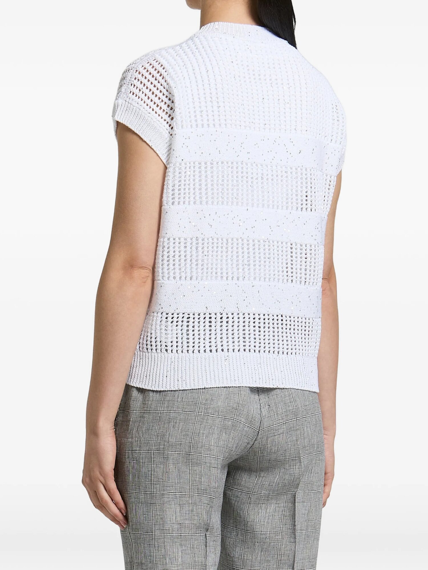Свитер PESERICO Sequin-embellished open-knit sweater, размер 44, , бежевый/белый — фото 1