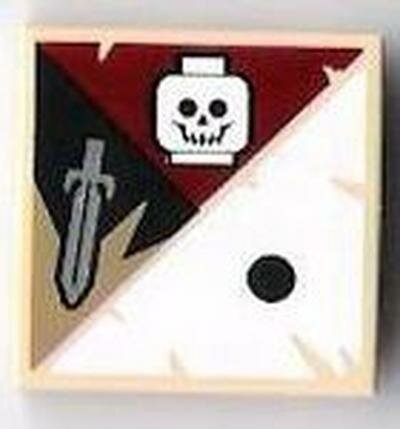 Деталь Lego 3068pb0417 Tile 2 x 2 with 1 Black Dot, Skull and Sword Pattern
