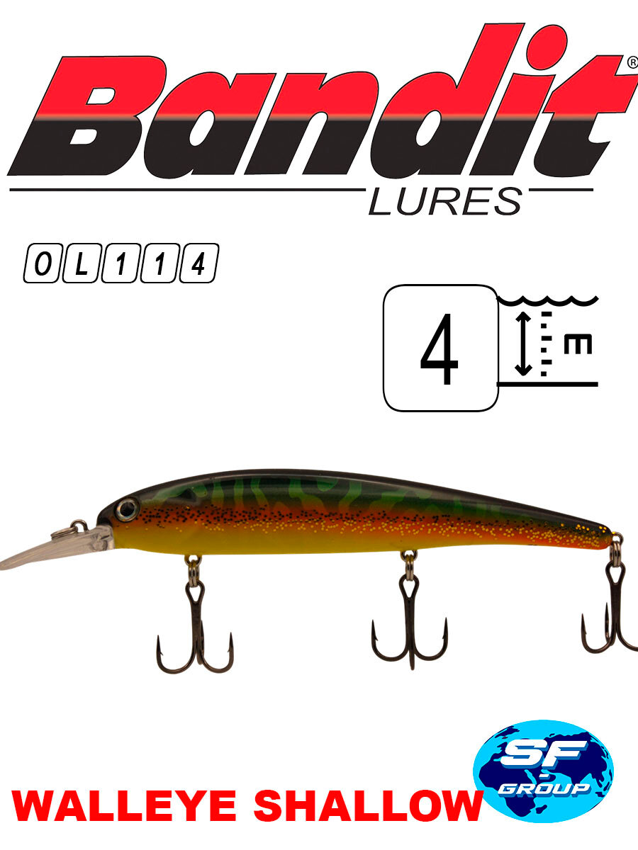 Воблер Bandit Walleye Shallow 12 см 17,5 гр заглубление 4м #OL114