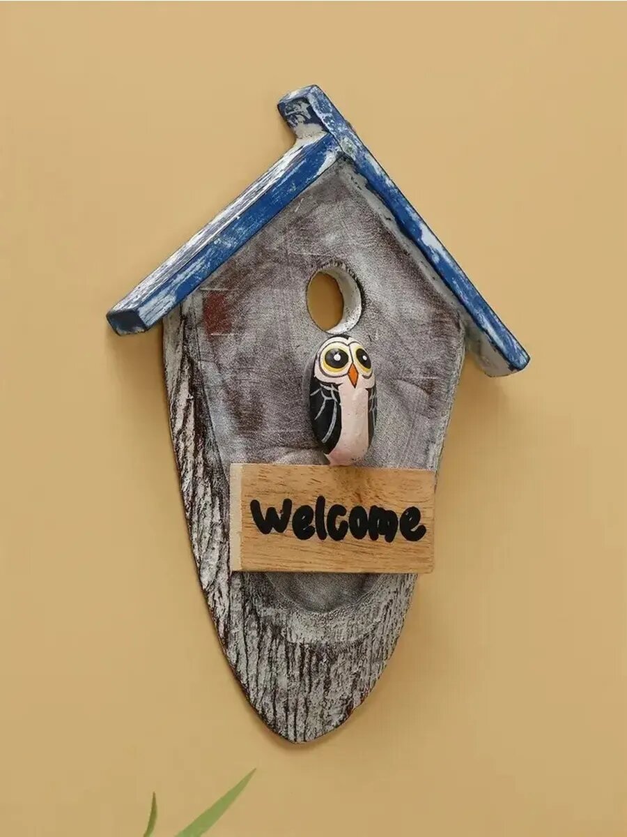 Стильное деревянное панно 'Welcome' в белом цвете