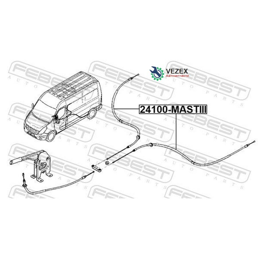 FEBEST 24100-MASTIII Трос ручного тормоза
