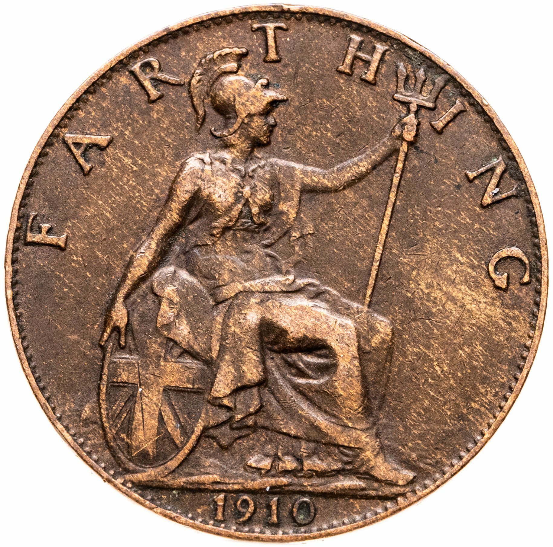 Великобритания 1 фартинг farthing 1910, Бронза, в сохранности XF