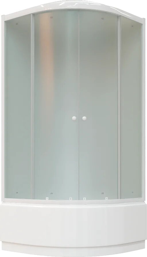 Душевая кабина Parly Bianco Эконом EB921 стеклянная, 90x90, высокий поддон, закрытая (с крышей), с матовым стеклом, без гидромассажа с белым профилем с функцией тропический душ