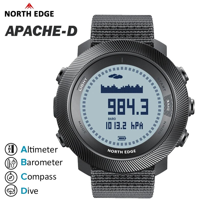 Умные часы North Edge APACHE-D, Black, для дайвинга