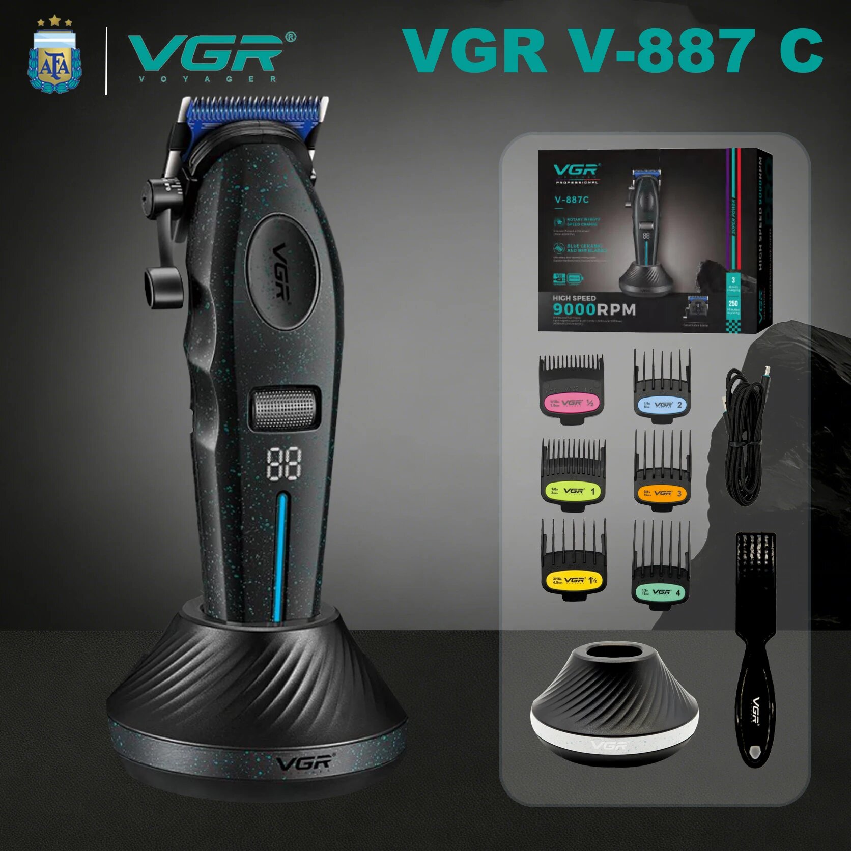 Машинка для стрижки волос VGR V-887C/V-887T синяя V-887 C Black