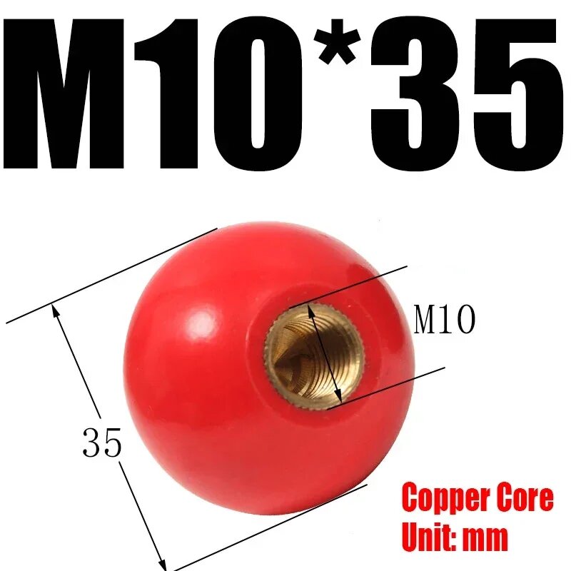 Ручка шаровая бакелитовая M4 M5 M6 M8 M10 M12 M10x35 Copper R