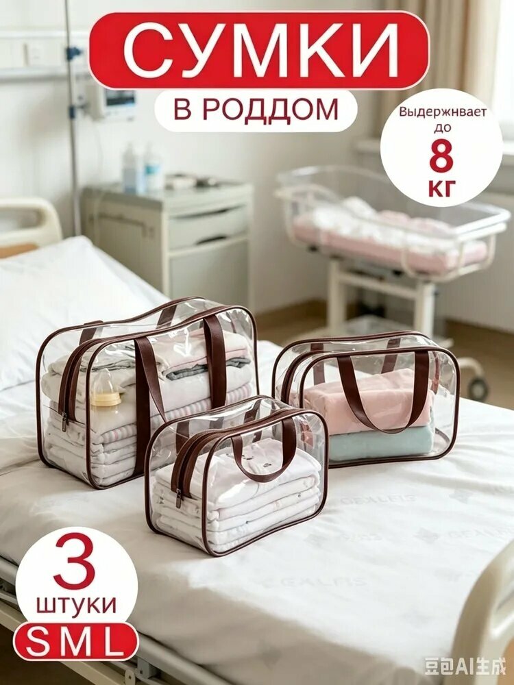 Сумки в роддом для беременных для мамы комплект 3 шт матовые