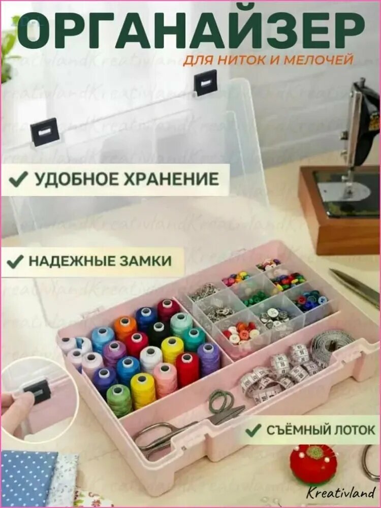 Органайзер для хранения ниток и мелочей прозрачный