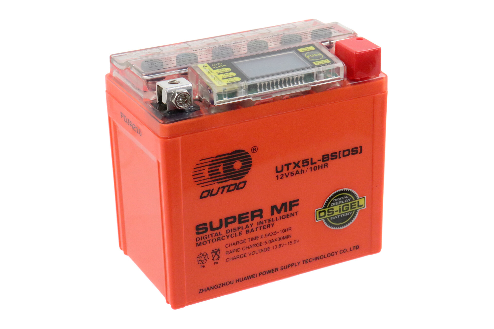 Аккумулятор 12В 5Ач OUTDO UTX5L-BS(DS) С дисплеем(гелевый)(обр. полярн) (113*70*107мм)
