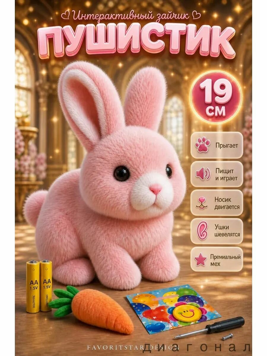 Интерактивная игрушка заяц на батарейках