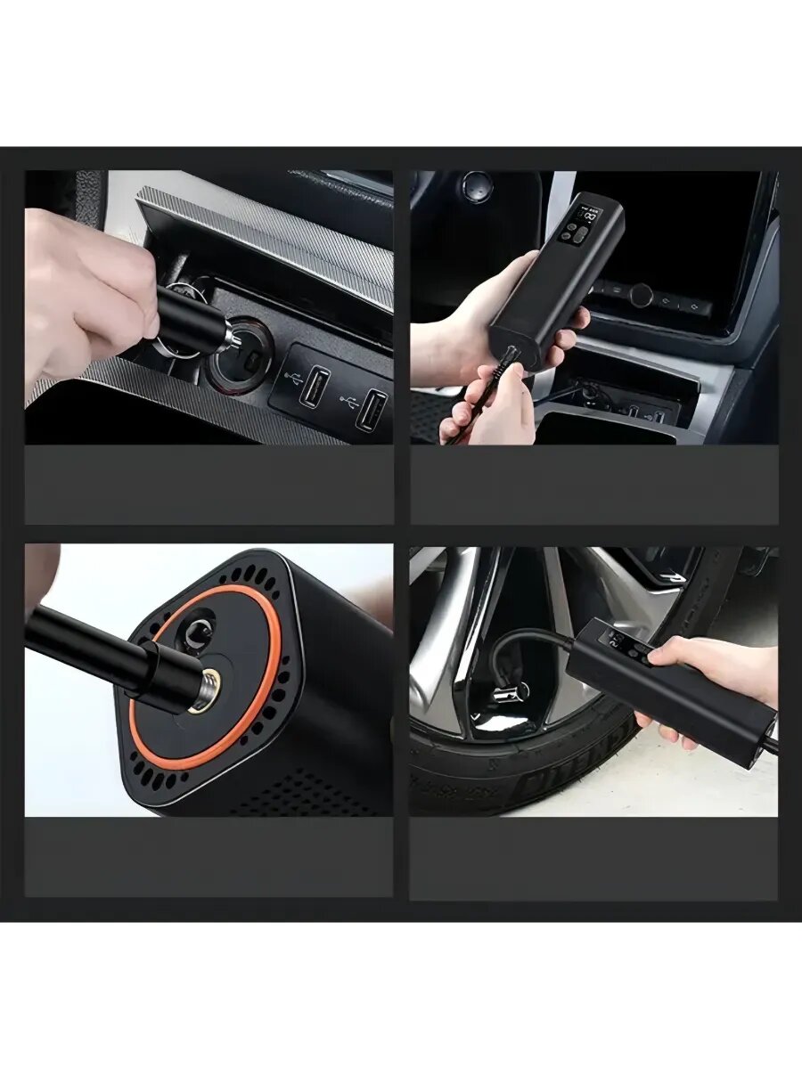 Автомобильный компрессор Baseus Super Mini, с фонариком, беспроводной, питание от прикуривателя — фото 1