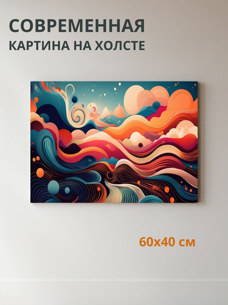 Картина на холсте Абстрактные волны 60x40 см