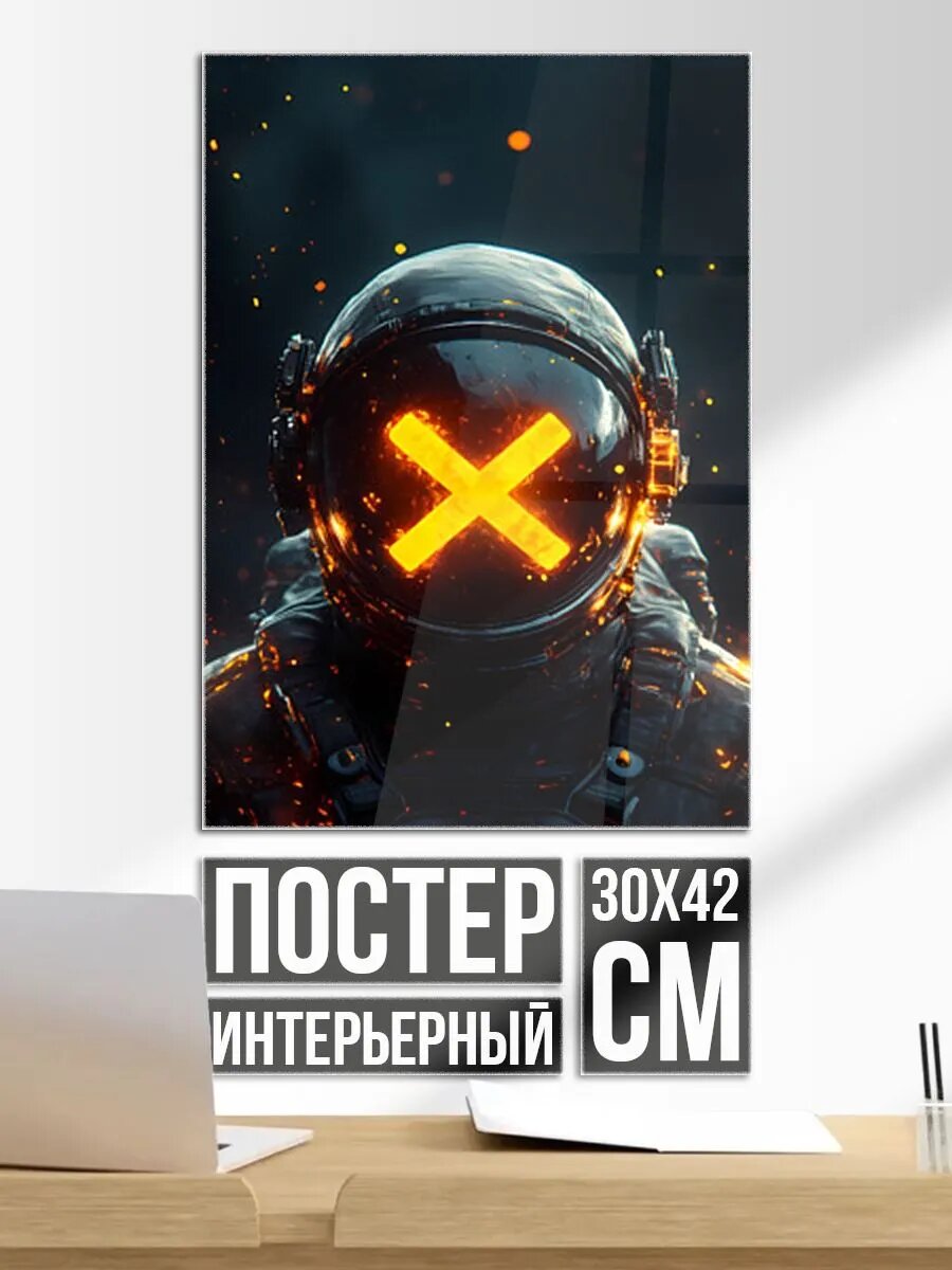 Постер на стену Космонавт с искрами