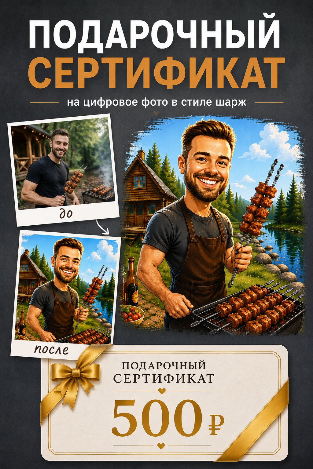 Сертификат на цифровую картину в стиле "Шарж"