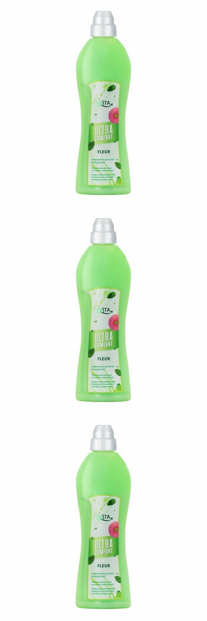 Vesta Кондиционер для белья Ultra comfort, Парфюмированный, Fleure, 1 л, 3 шт.
