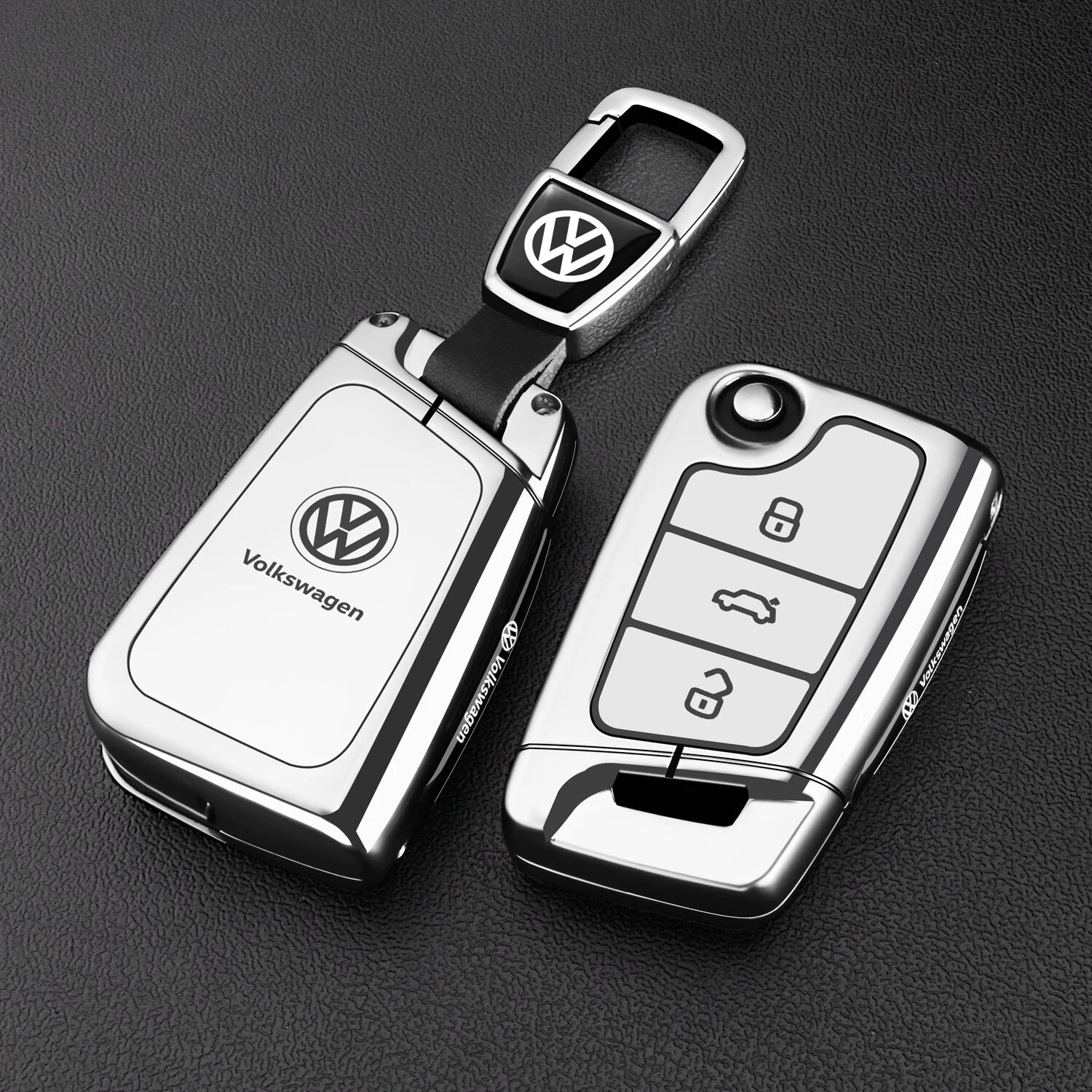 Ключевой держатель Volkswagen в цвете Луминесцентное Серебро из цинкового сплава с автомобильным эмблемой металлической