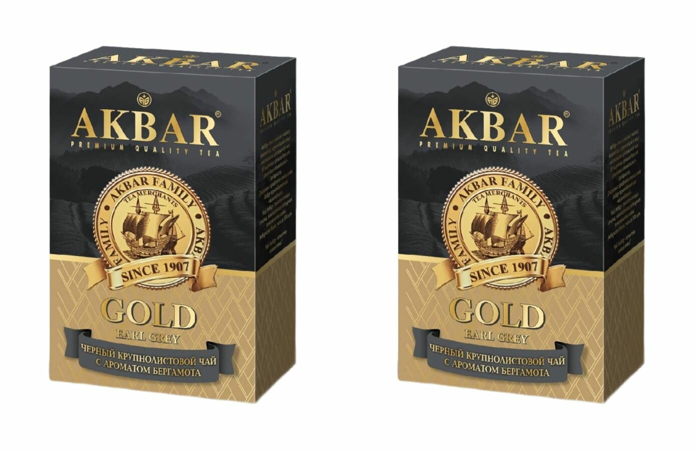 Akbar Gold Чай черный крупнолистовой, Earl Grey, 100 гр, 2 уп