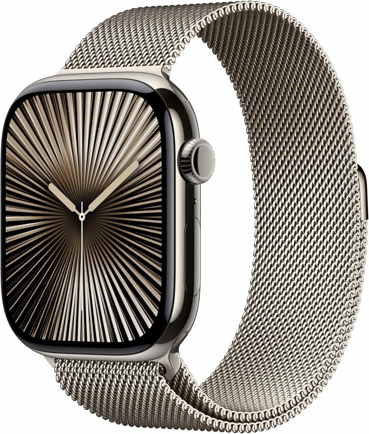 Умные часы Apple Watch Series 10 46 мм из титана натурального цвета, миланский сетчатый браслет натурального цвета (M/L)