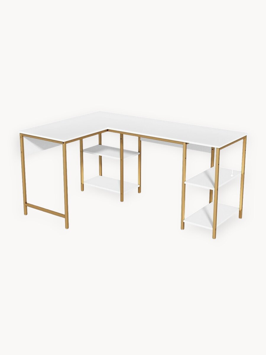 Стол письменный угловой, компьютерный, рабочий для дома, офиса и школьника SKANDIWOOD 155 х 105 х 75см,