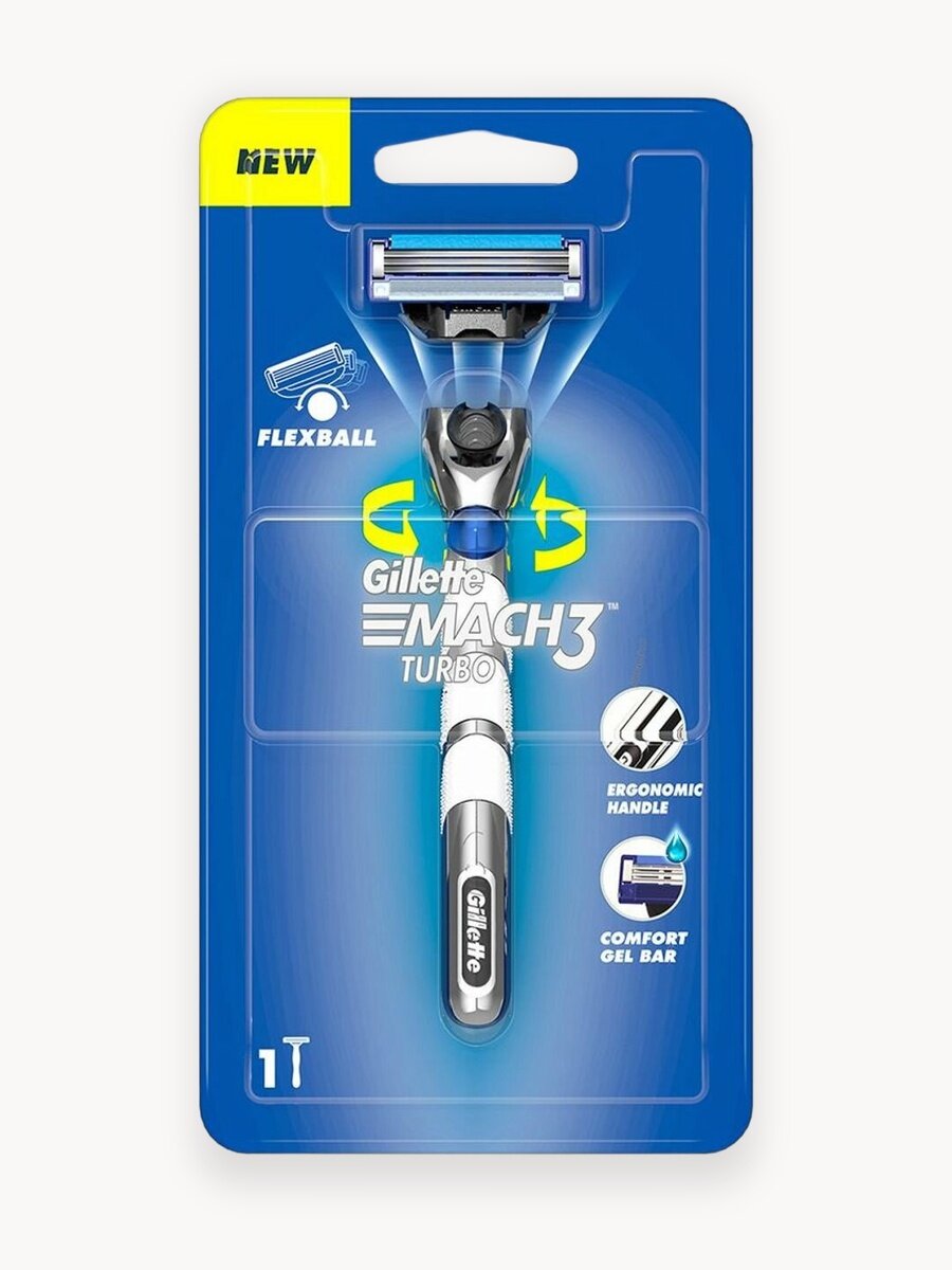 Gillette Mach 3 Turbo Flexball- многоразовый станок для бритья