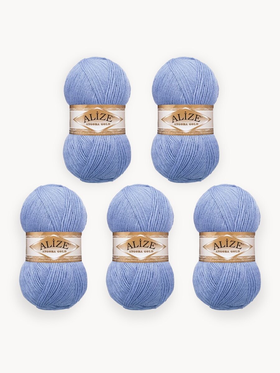 Пряжа для вязания ALIZE 'Angora Gold', 100г, 550м (80% акрил, 20% шерсть), ТУ (40 голубой), 5 мотков