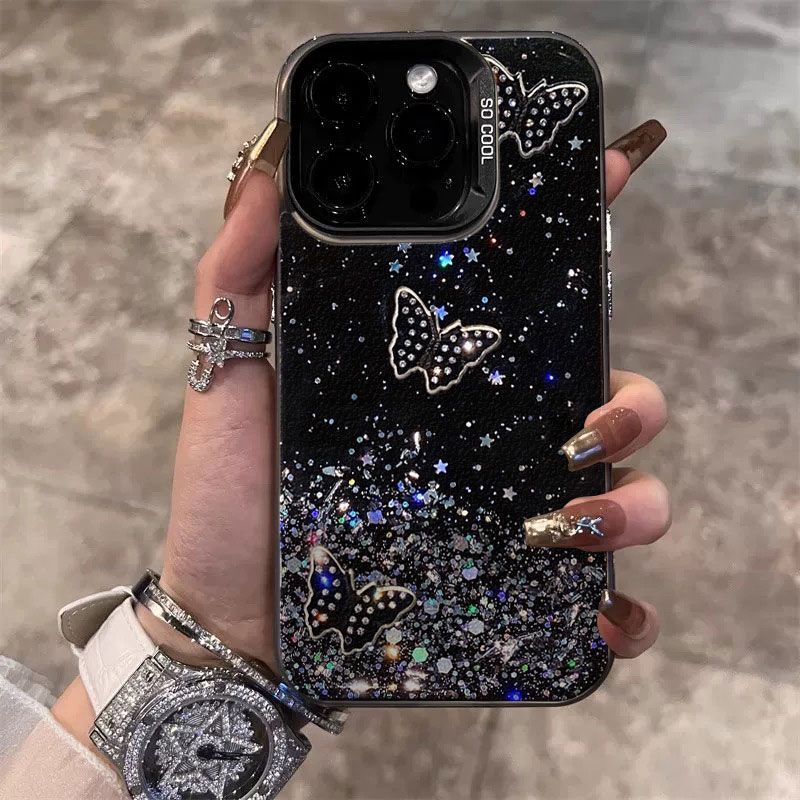 Чехол на Aйфон 12/12 Про / IPHONE 12/12 PRO чёрный с дизайном Милая маленькая черная бабочка силиконовый антиударный