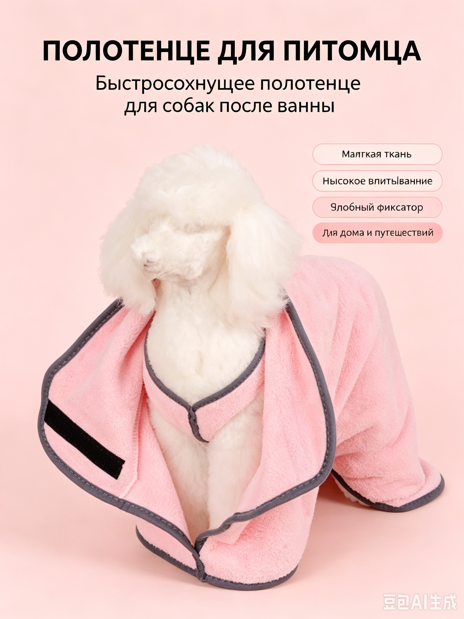 Быстросохнущее полотенце‑халат для собак с липучкой, впитывающее полотенце для питомцев после купания, мягкая микрофибра