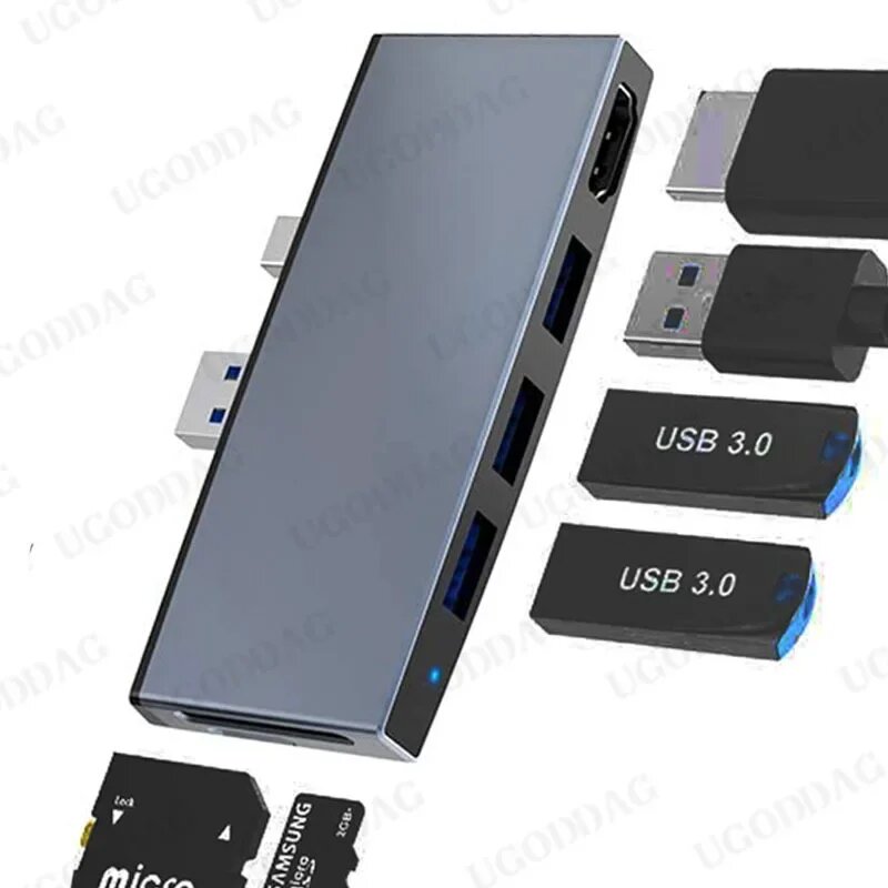 Док-станция USB 3.0 6 в 1, адаптирует док-станцию-концентратор Surface Pro/4/5/6, HDMI-совместимый преобразователь 4k HD
