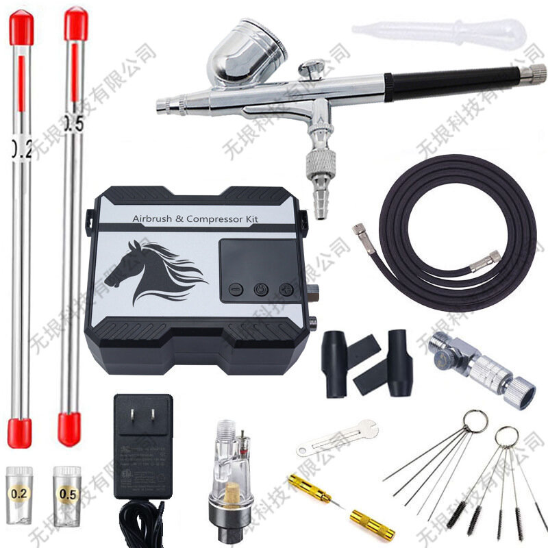 OACK-001 55PSI Компрессор Для Аэрографа С Аэрографом 130, Двойной Выход, Вилка США