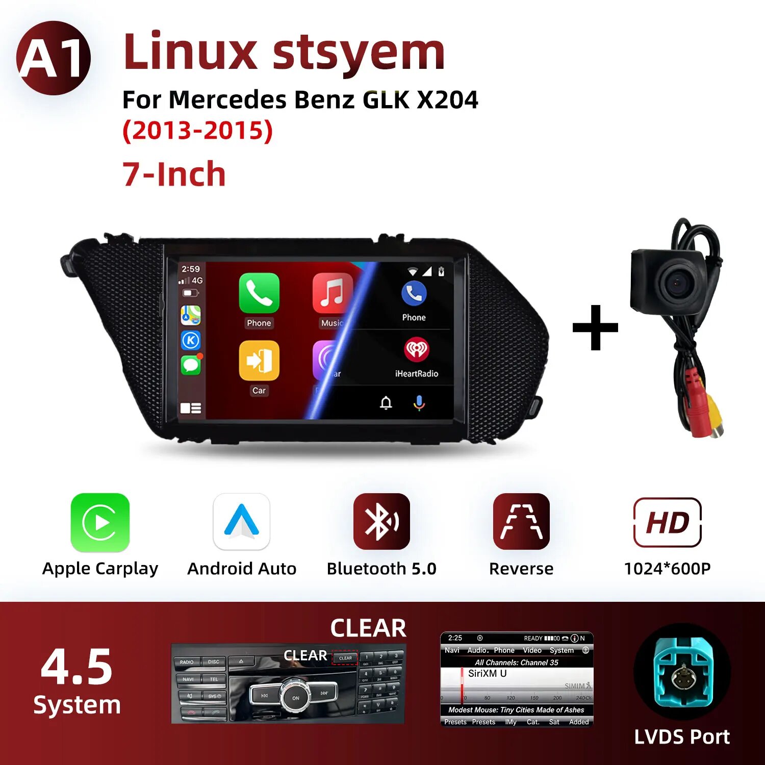 Android автомагнитола для Mercedes GLK X204 (2013-2015), 7" NTG4.5