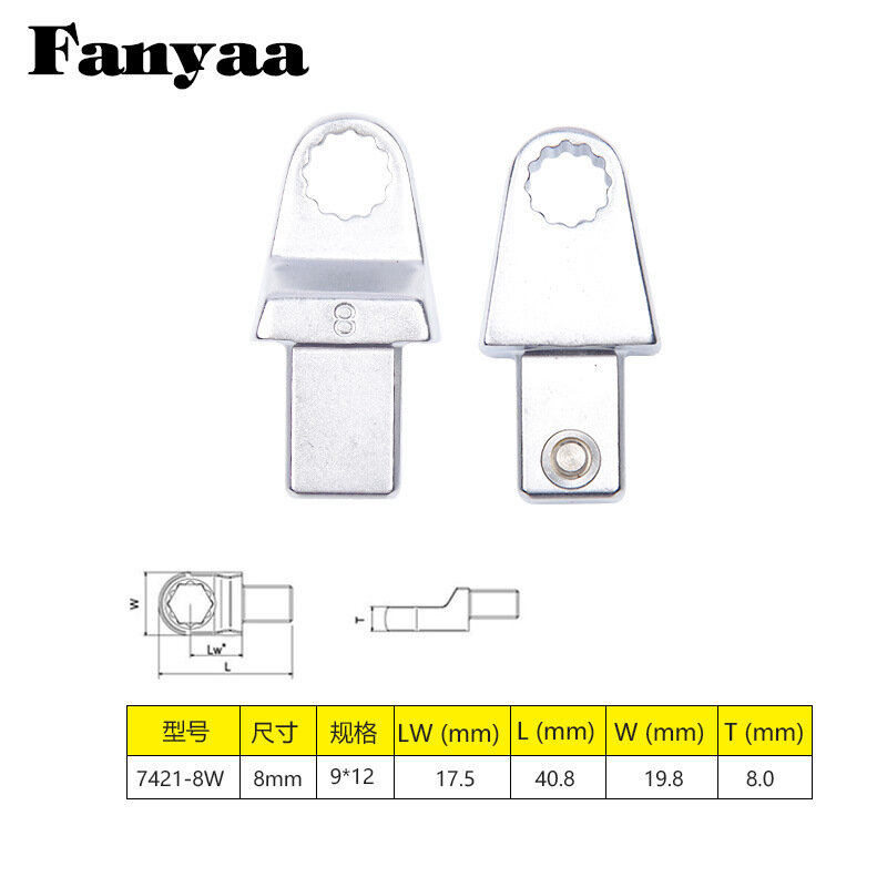 Fanyaa 9x12мм Сменная Гекс Головка для Торк-Ключа - 8мм, Профессиональный Авто-Инструмент