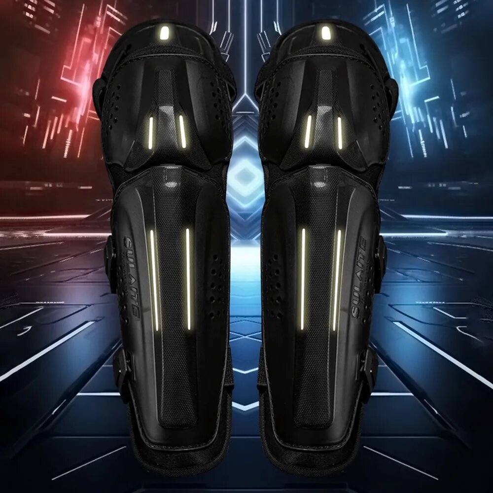 Milochic Мотозащита черно-серый комплект, защита коленей и локтей, светоотражающие элементы, регулировка размера