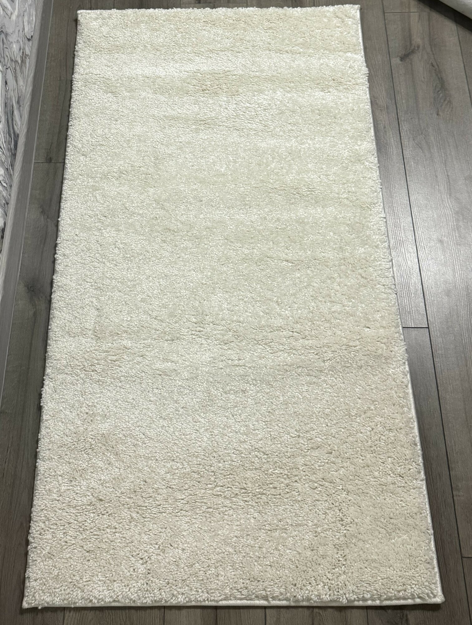 Прямоугольный ковёр, 80 x 150 см, белый, пушистый, джутовый, монтана, на пол, в коридор, прикроватный